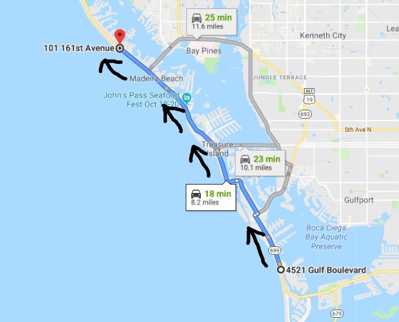 Driving up Gulf Boulevard - Tampa, St Pete, Clearwater